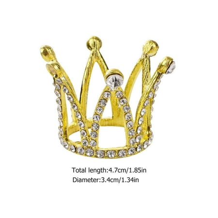 4Pcs Mini Gold Crown Cake Topper, Small Tiara Vintage Crown with White ...