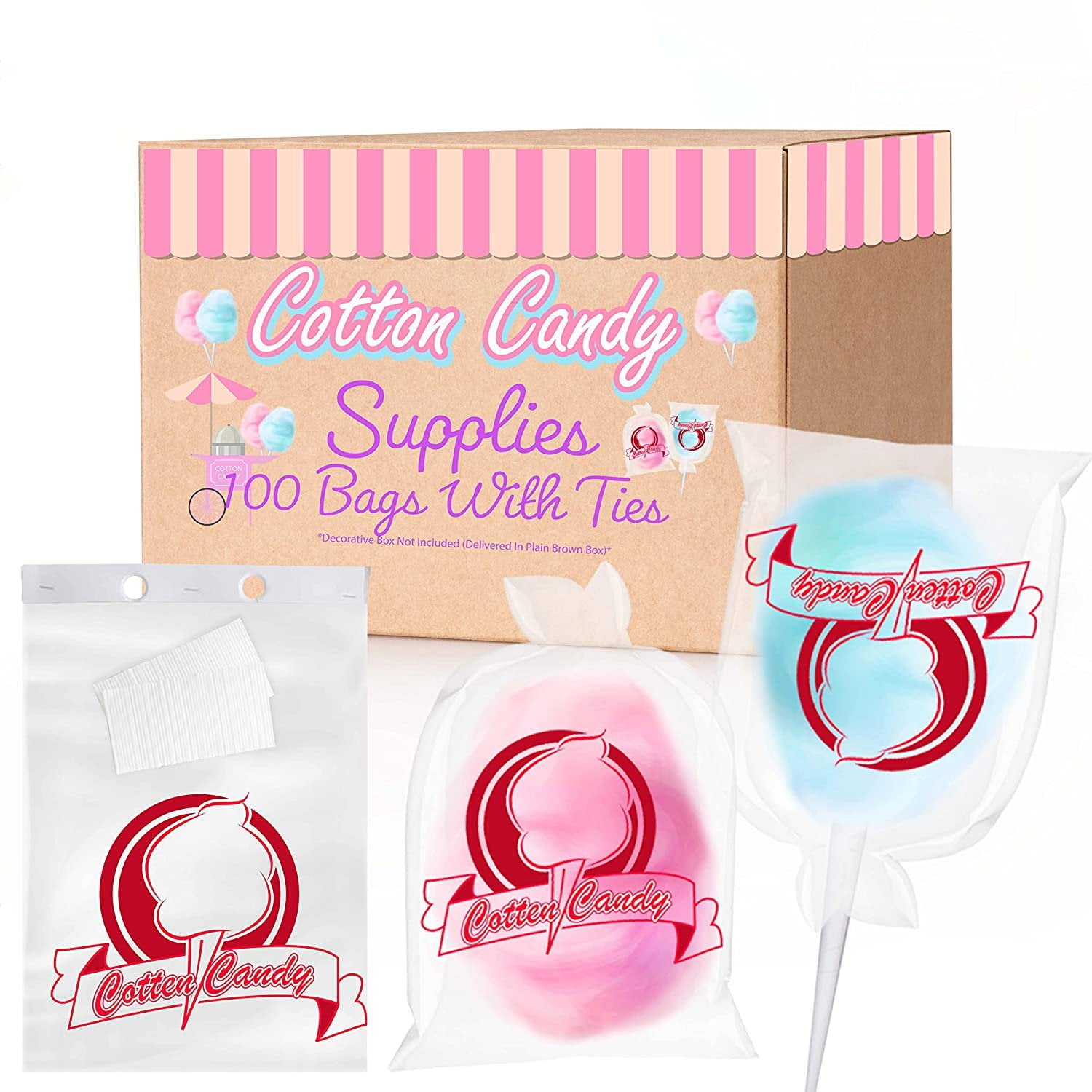 Cotton Candy Bags, Cotton Candy Supplies, Cotton Candy Bags with Ties ...