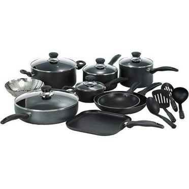 PureLife Series 11-Piece Stainless Steel Cookware Set with Glass Lid ...