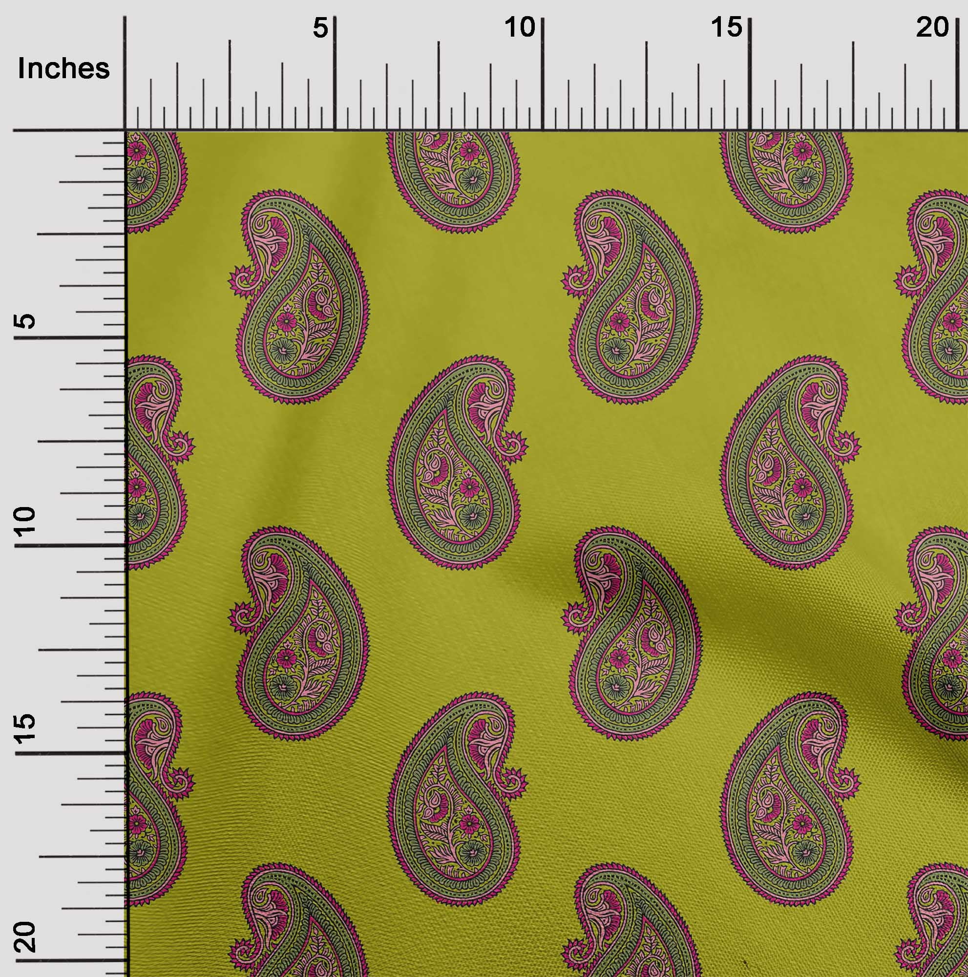 oneOone Silk Tabby Fabric Paisley Block Print Fabric By Yard 42 Inch ...