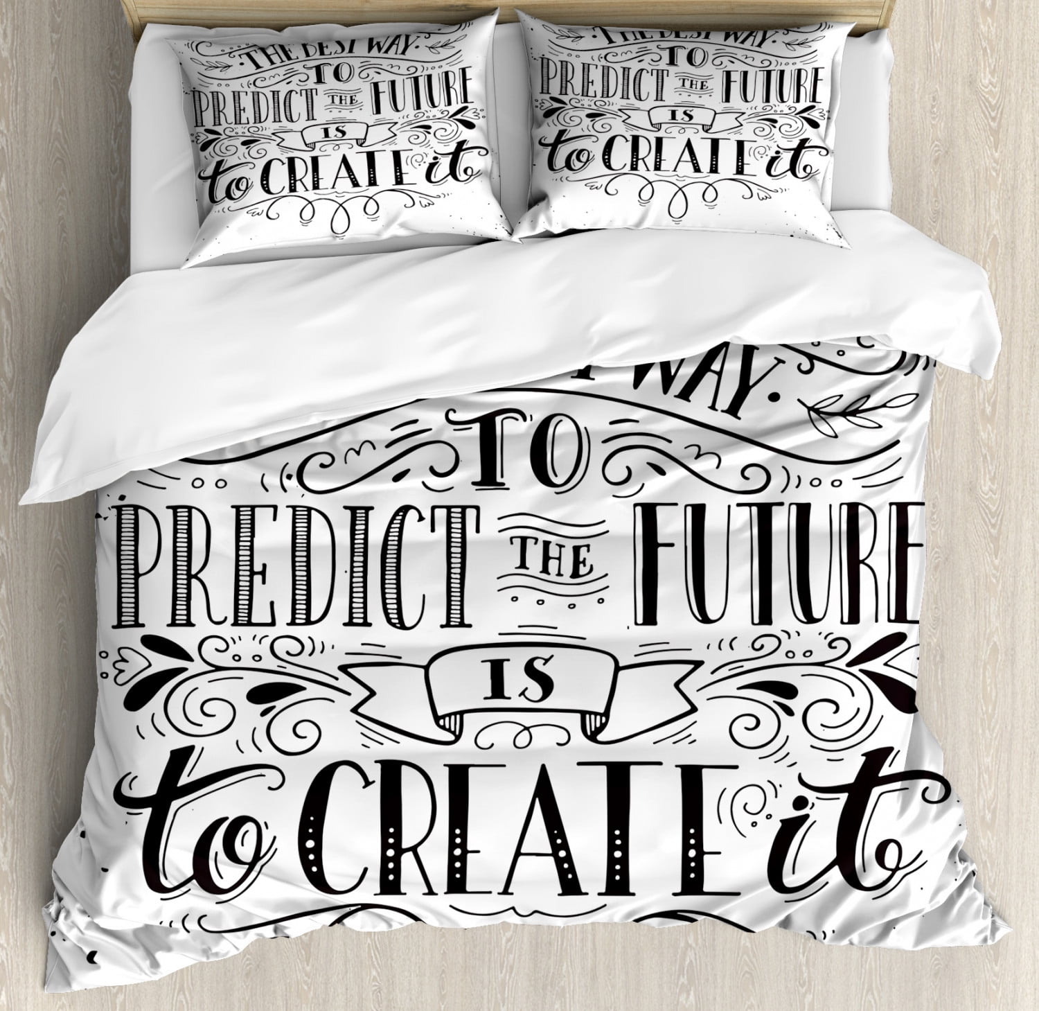 Inspirational King Size Duvet Cover Set, Calligraphy Font of the Best ...