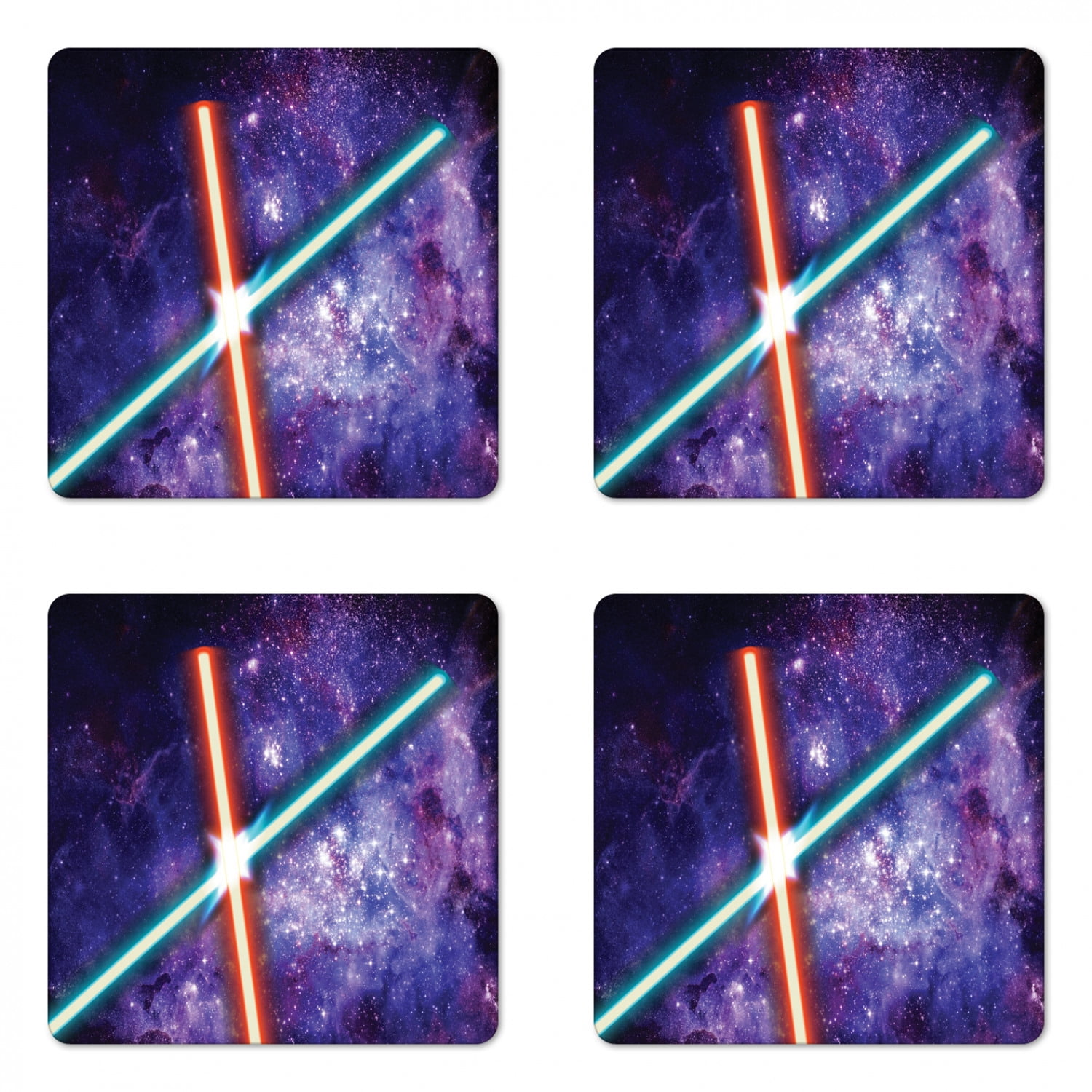 Galaxy Coaster Set of 4, Futuristic Galaxy ClashThemed Illustration ...