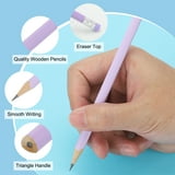 Uxcell Round Pencils, 12 Pack Triangle HB Graphite Pencil with Eraser ...