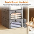 Clothes Storage Bins with Metal Frame 3 Pack, Fabric Stackable Storage ...
