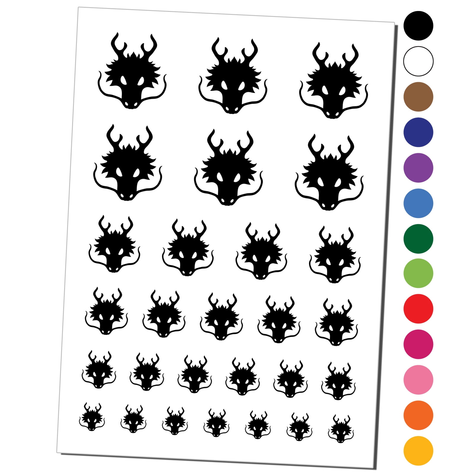 Asian Dragon Head Water Resistant Temporary Tattoo Set Fake Body Art ...