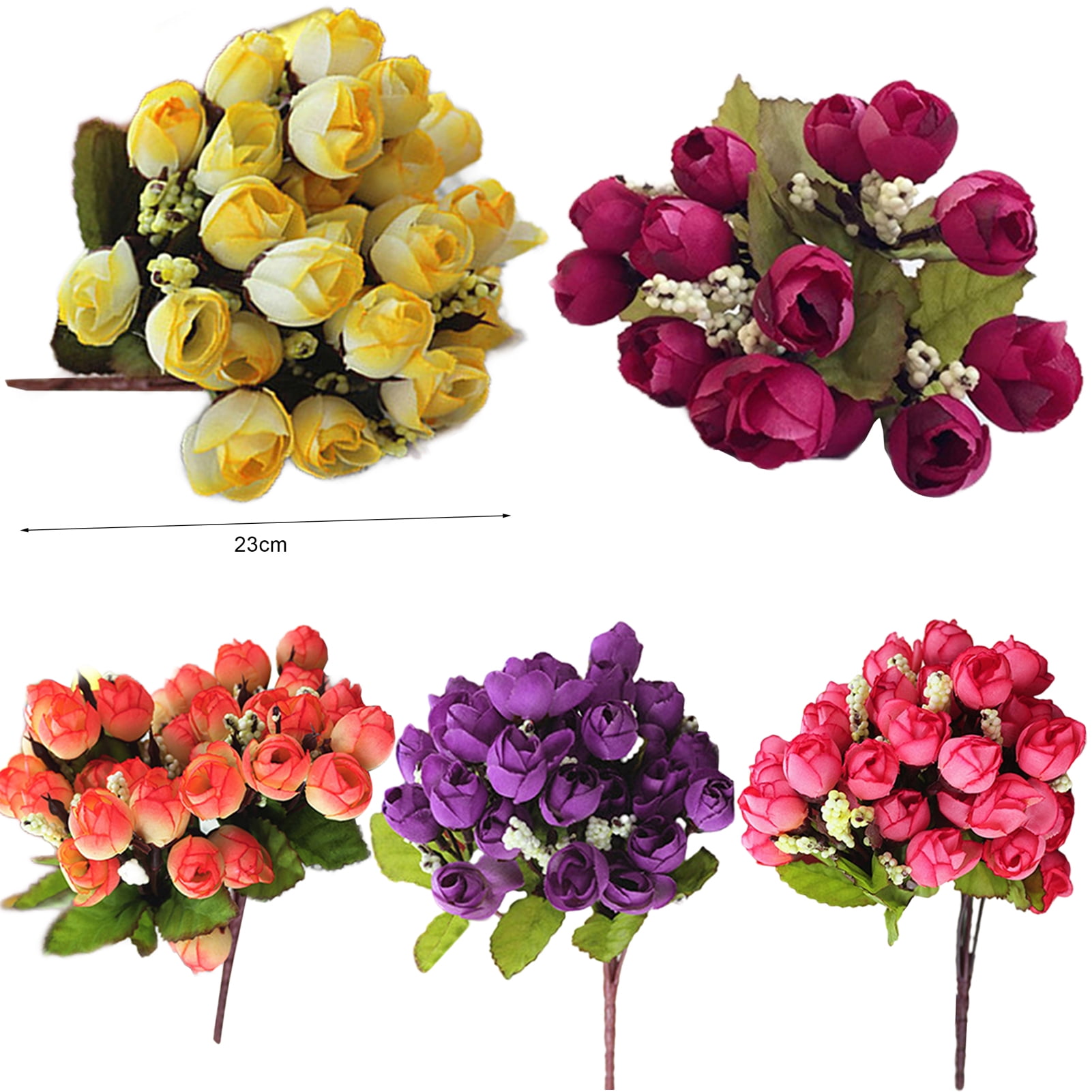 Walbest 1 Bouquet 15-Head Mini Roses Artificial Flower Realistic ...