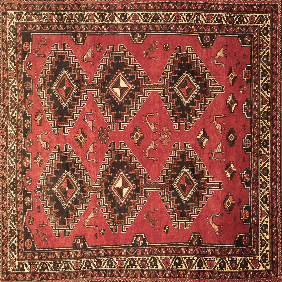 Ahgly Company Indoor Square Persian Brown Traditional Area Rugs, 8 ...