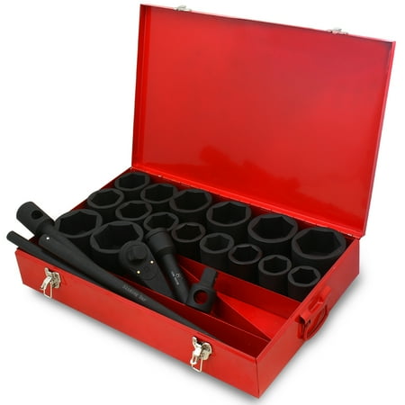 Stark 1"-inch Drive Jumbo Impact Sockets Set w/ Extension 6-Point ...