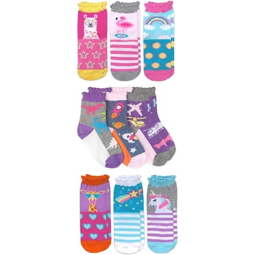 TeeHee Kids Cotton Fashion Crew Socks 6 Pair Pack for Girls - Walmart.com