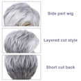 Creamily Grey Short Wigs For Women Synthetic Pixie Cut Wigs With Bangs