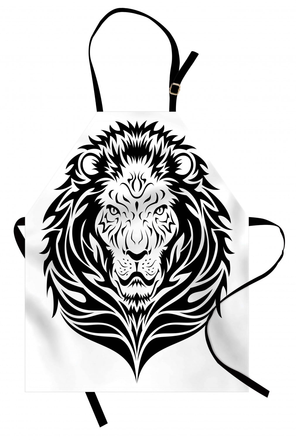 Black and White Apron, Monochrome Lion Head Portrait Animal Design ...