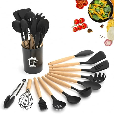 Kitchen Helper Set - 12 Piece Kitchen Utensil Set - Non-Stick Silicone ...