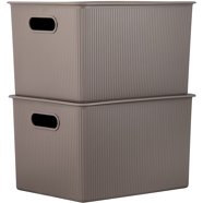 Curver Jute Basket Large, Resin Plastic Storage Bin, Warm Grey, 4 Pack ...