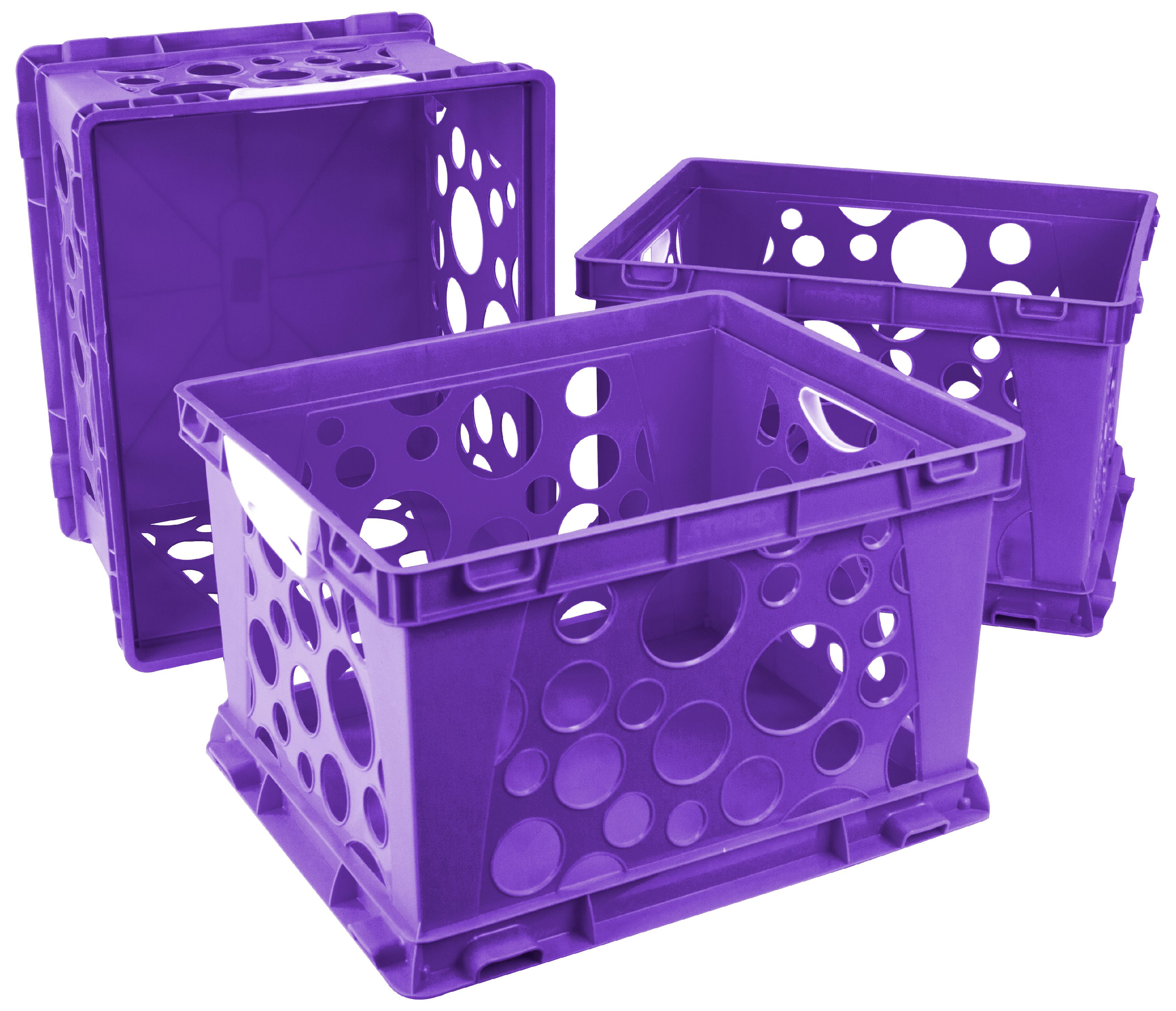 Storex Plastic File Crate with Handles, Letter/Legal Size, Purple/White ...