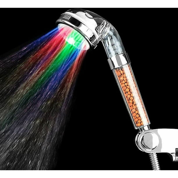 LED Shower Head Filtration Illuminated Shower Head Hand Shower with 7 ...