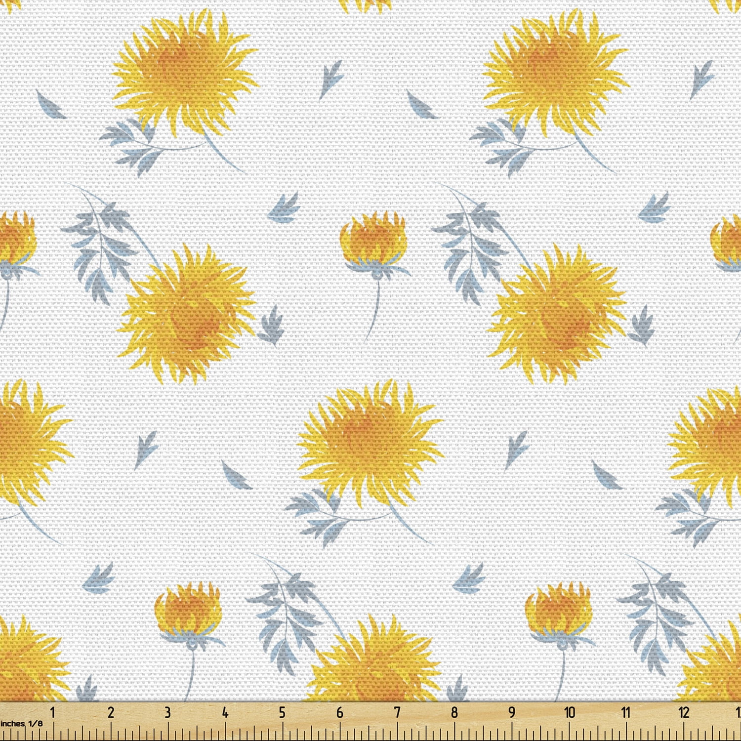 Yellow Flower Fabric by the Yard Upholstery, Seasonal Autumn Florets ...