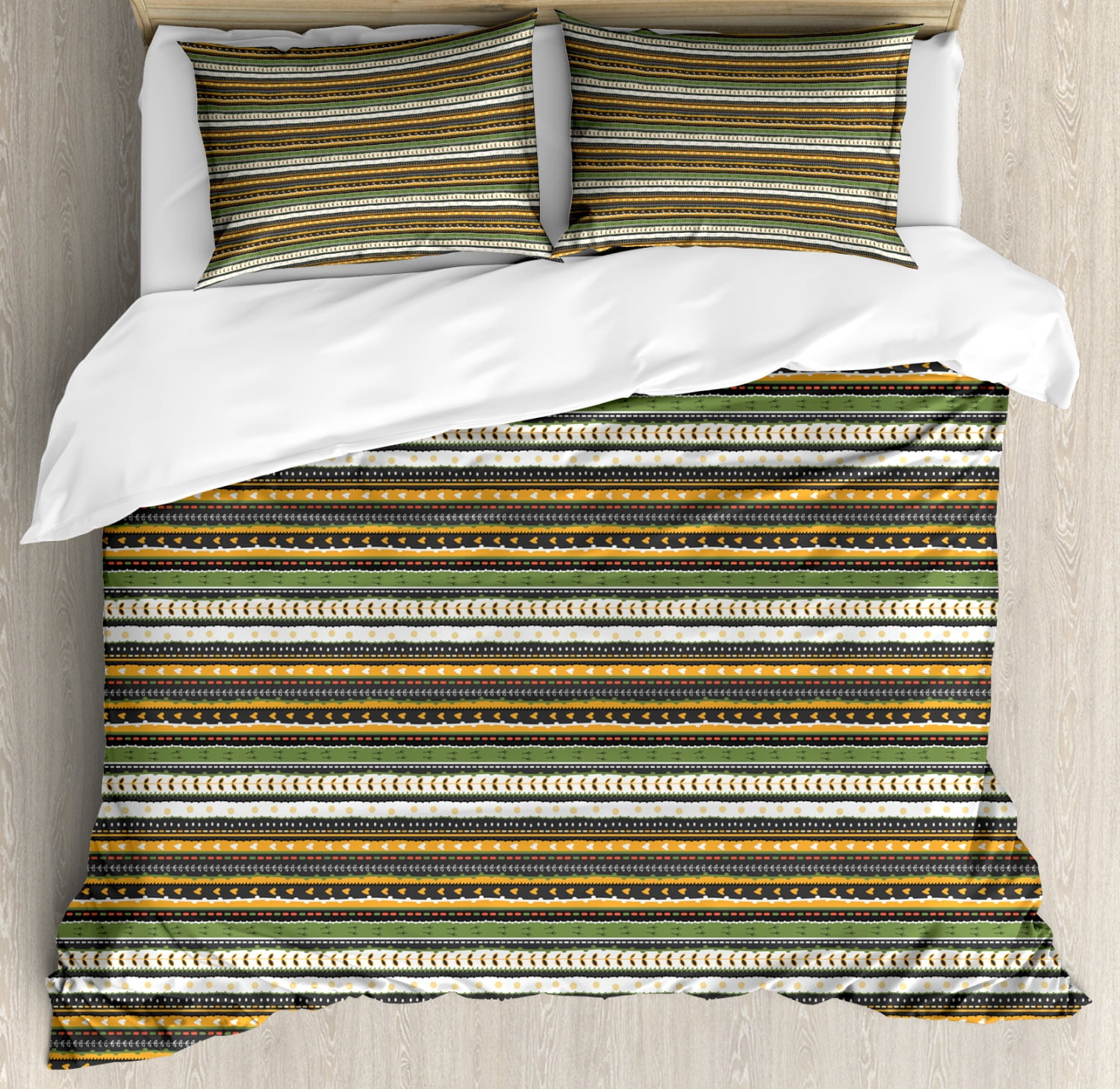Tribal Duvet Cover Set King Size, Ethnic Style Tiny Bird Foodprints ...