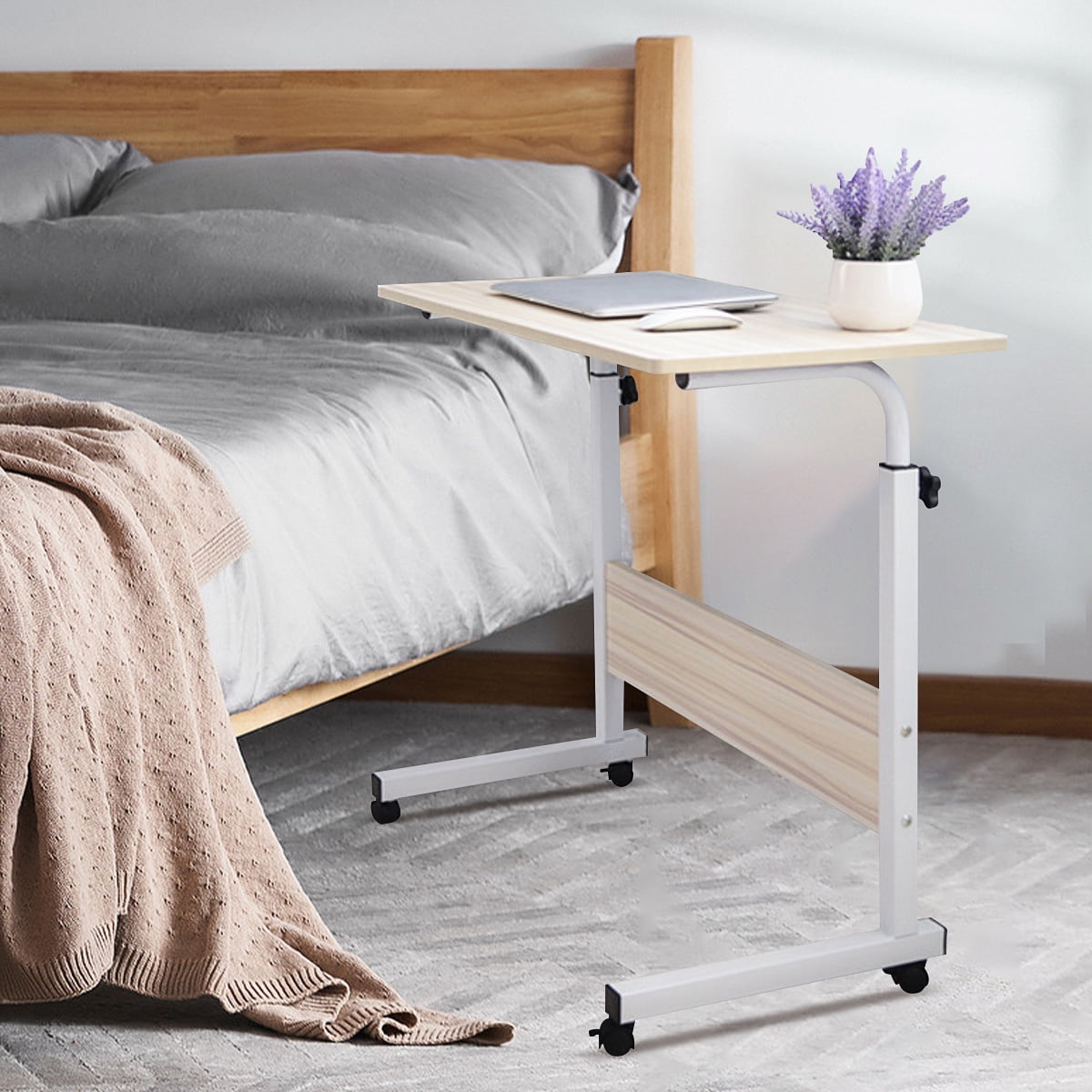 Buy Rolling Computer Desk Height Adjustable Laptop Table Stand Desk Bed ...