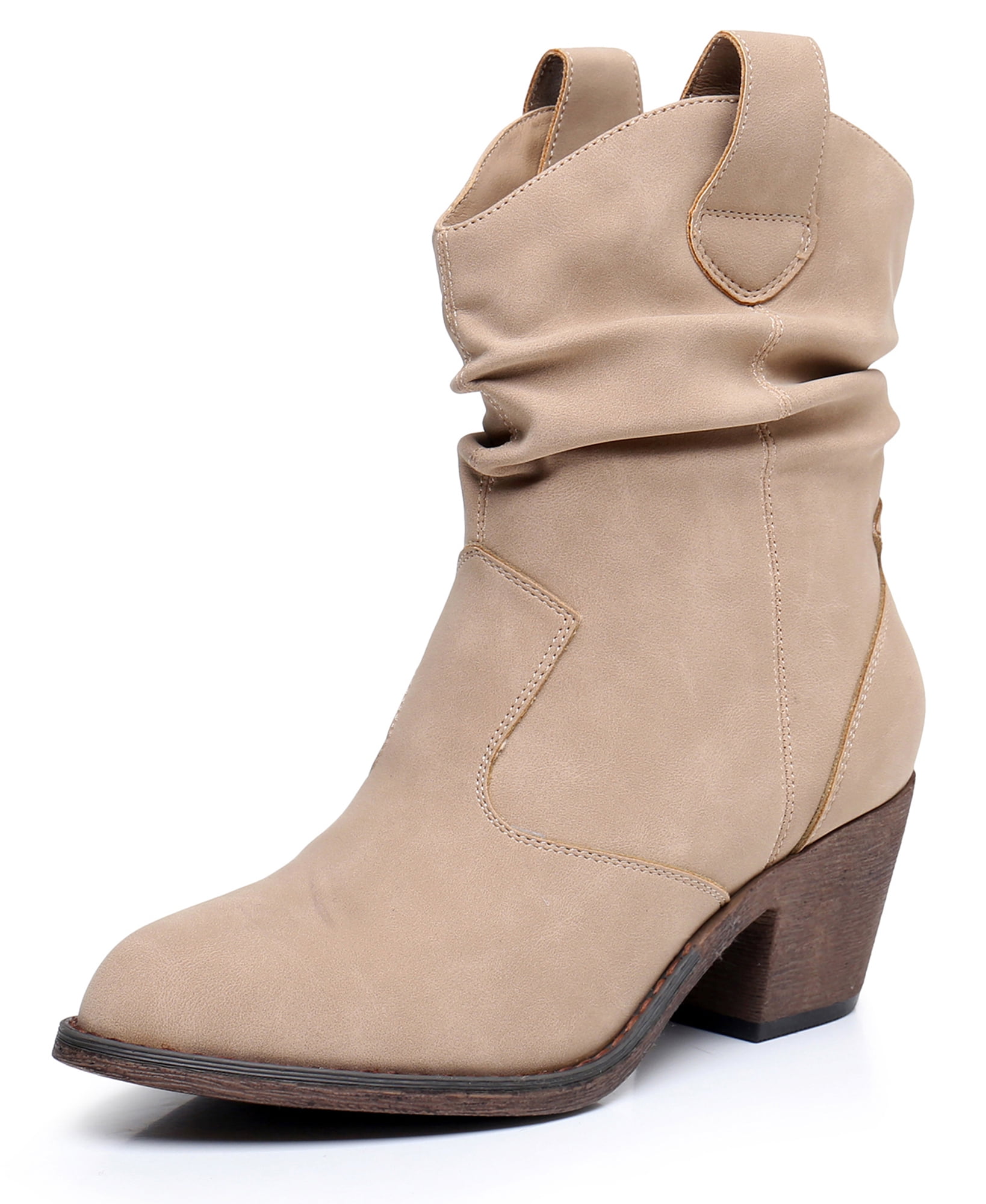 Apakowa Women's Modern Western Cowboy Distressed Boot with Pull-Up Tabs ...