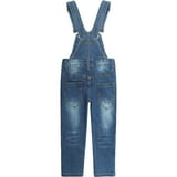 KIDSCOOL SPACE Girls Denim overalls, Deep Blue,, Bibs Washed Stretchy ...