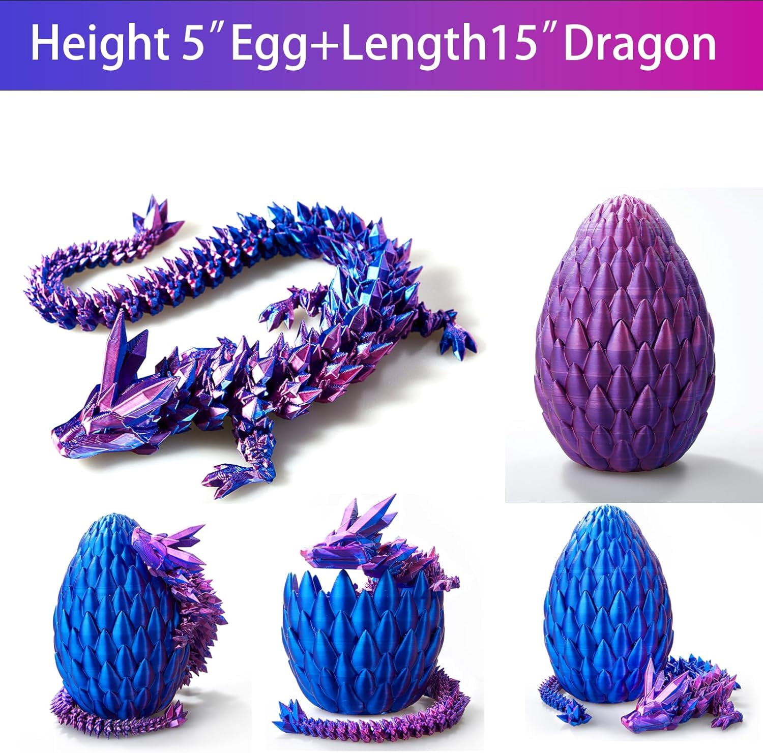 3D Printed Articulated Crystal Dragon Egg Stress Relief ADHD 3D Printed ...