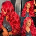 26 Inch Red Hair Wig Pre Plucked 13x6 Wave Wigs Human Hair, 200% ...