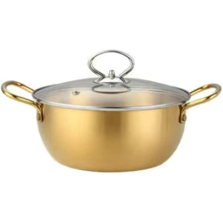 Stockpots, Small Pot Stainless Steel Ramen Cooker Golden Instant Noodle ...