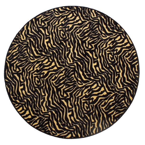 Furnish My Place Animal Print Rug - 7 ft. Round, Zebra Grazer, Nylon ...