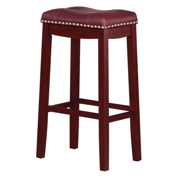 Angel Line Cambridge 29" Padded Saddle Stool, Cherry w/ Dark Red ...