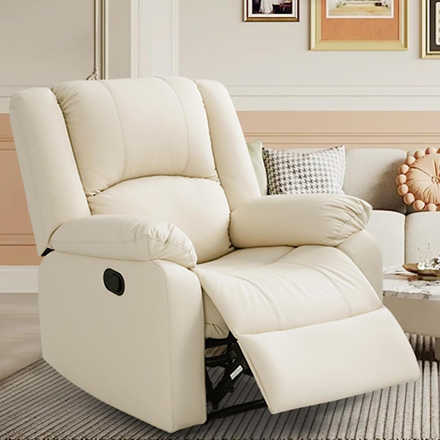 Fairyland PU Leather Ergonomic Recliner, Adjustable Seat Back and ...