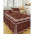 Dark Brown Geometric Bed Skirt California King Size 18 Inch Drop, White ...