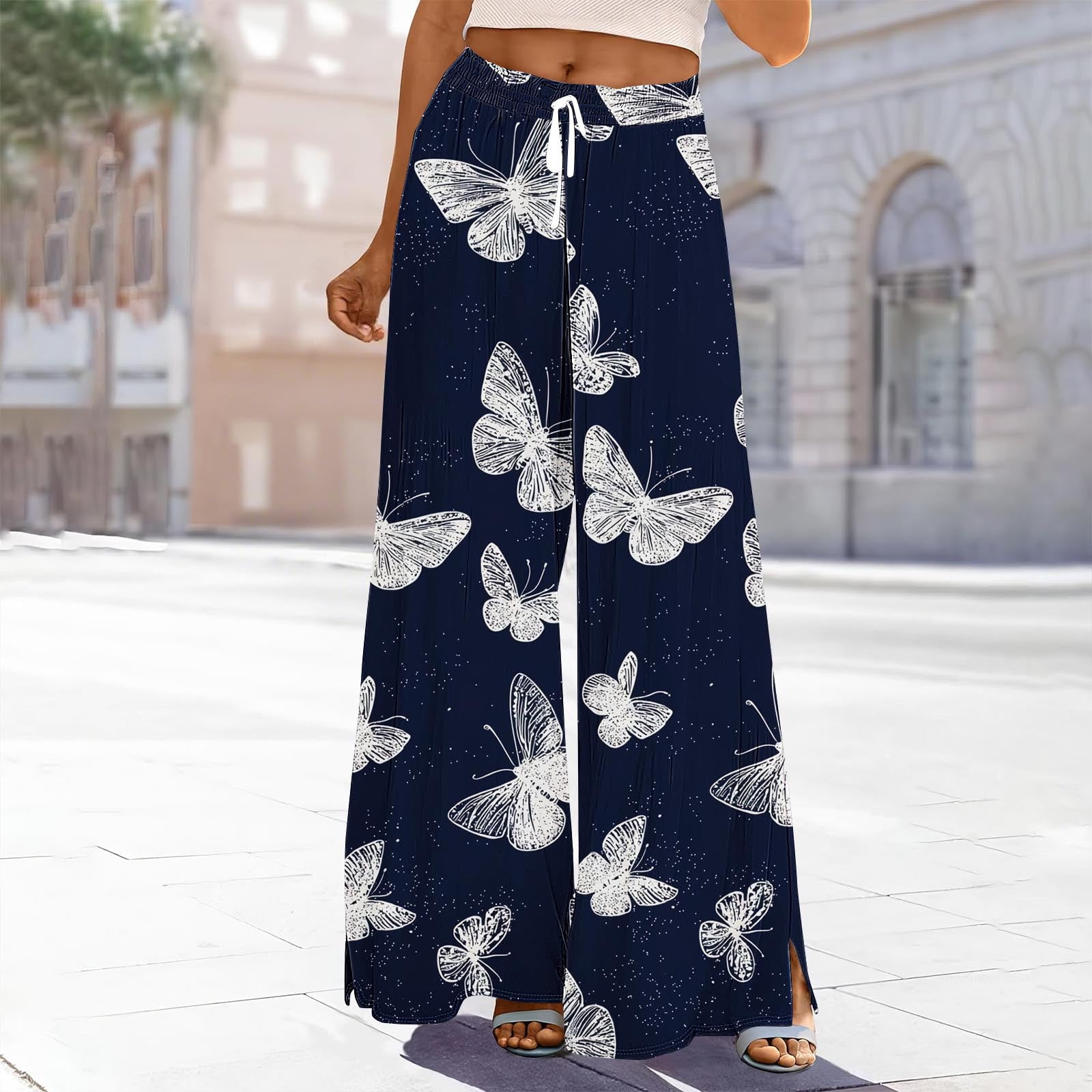 Click here for Mifsaly High Waisted Wide Leg Pants Women Boho Gra... prices
