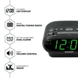 Sharp AM/FM Clock Radio with Dual Alarms, LED Green Display, Electric ...