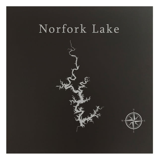 Norfork Lake Map 24x24" Black Metal Wall Art Office Decor Gift Engraved ...