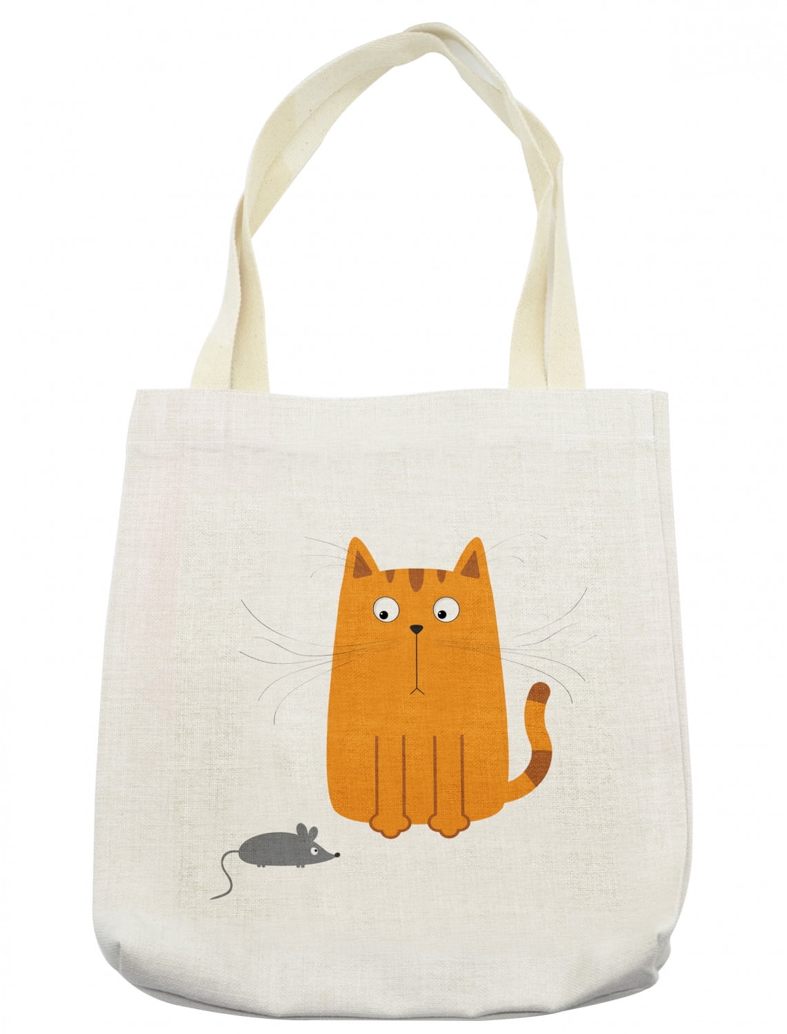 Cartoon Tote Bag, Cat Looking at Mouse Hunter Kitty Fun Humor Kids ...