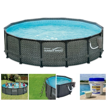 Summer Waves 14ft x 48in Round Frame Above Ground Swimming Pool Set ...