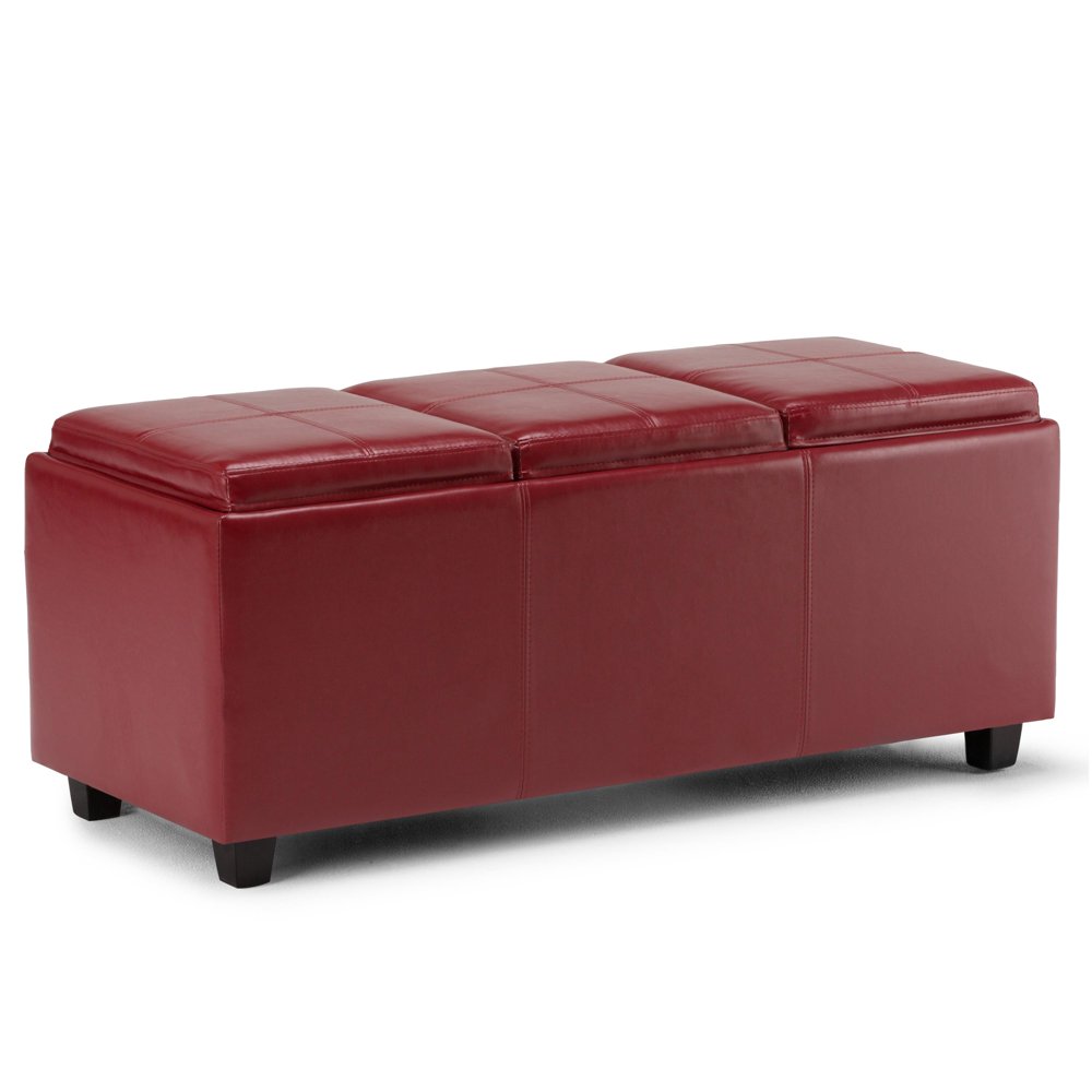 Simpli Home Avalon Extra Large Storage Ottoman with 3 Serving Trays ...