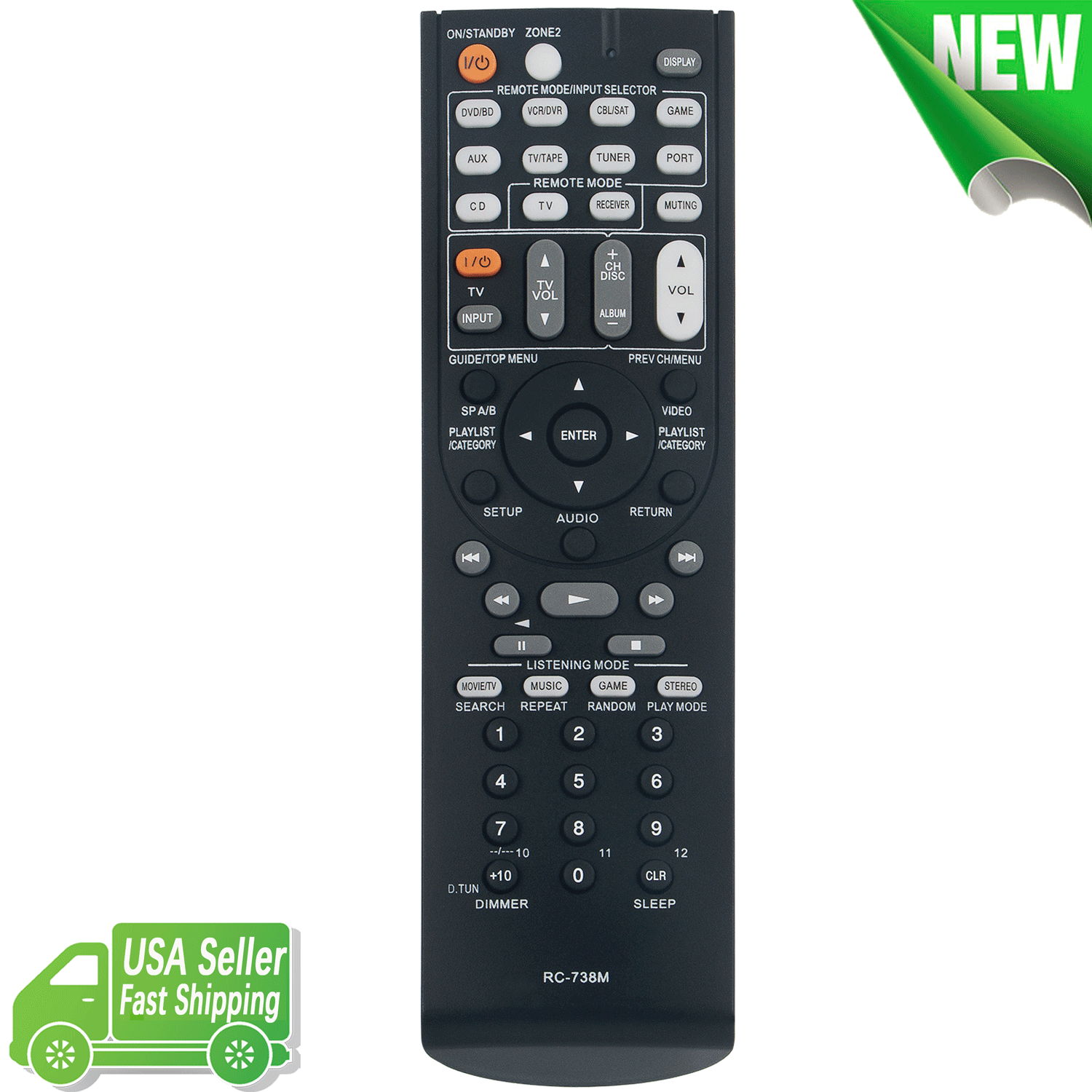 RC-738M Replace Remote Control for Onkyo AV Receiver HT-RC160 HT-S7200 TX-SR607 - Walmart.com