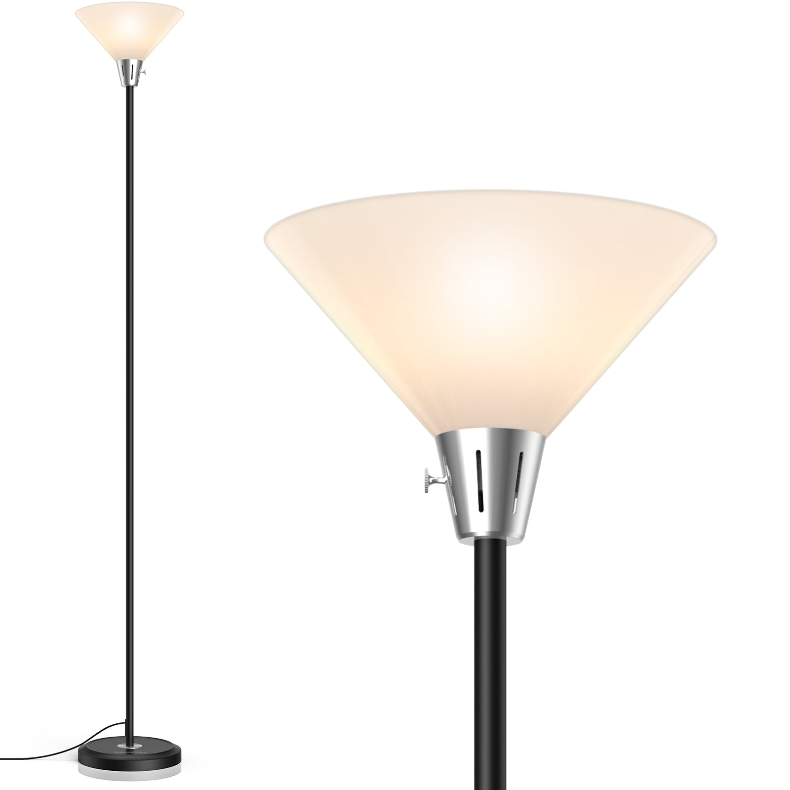 LEPOWER Tall Standing LED Floor Lamp, 9W LED Torchiere Floor Lamp with ...