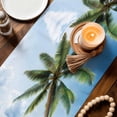Beach Palm Tree Table Runner, Ocean Coastal Sky Nature Scenery Washable ...