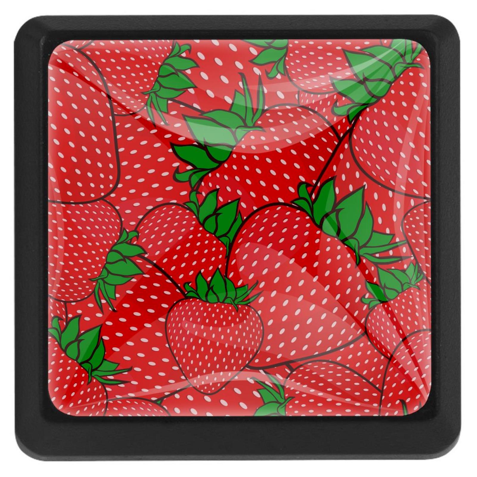 3 Pack Strawberry Square Cabinet Door Knobs Decor for Cupboard Dressing ...