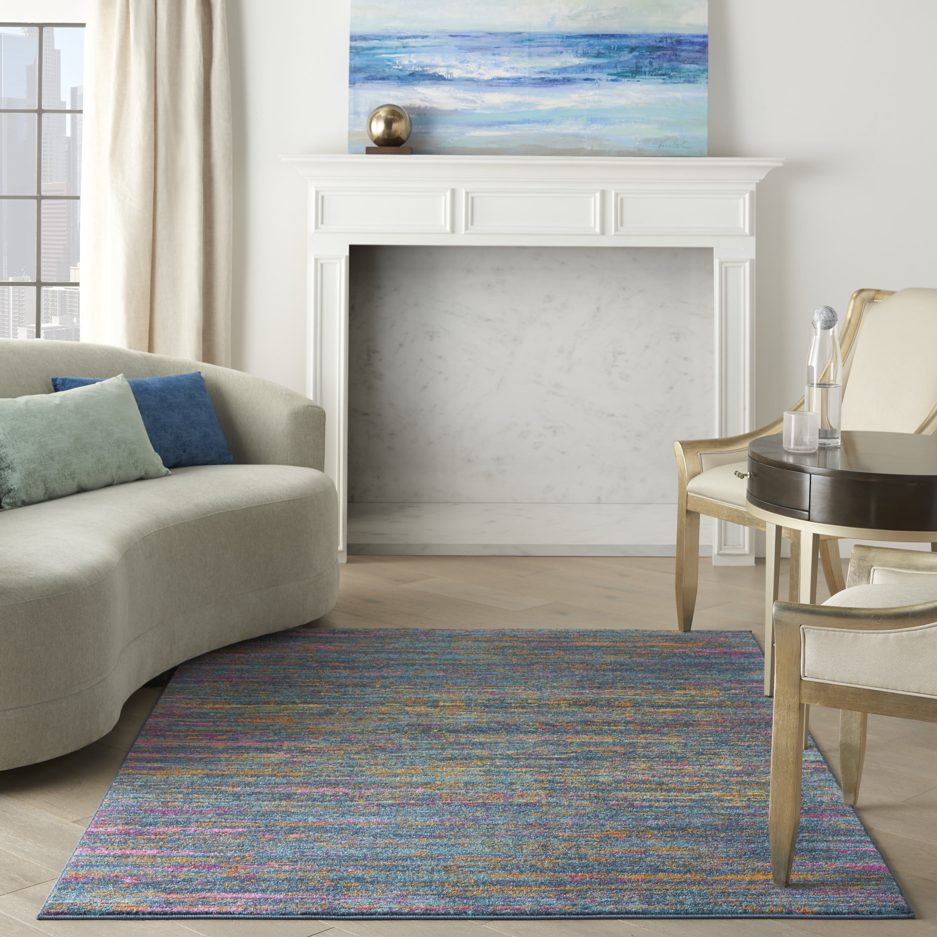 Nourison Passion Contemporary Blue/Multicolor 5'3" x 7'3" Area Rug ...