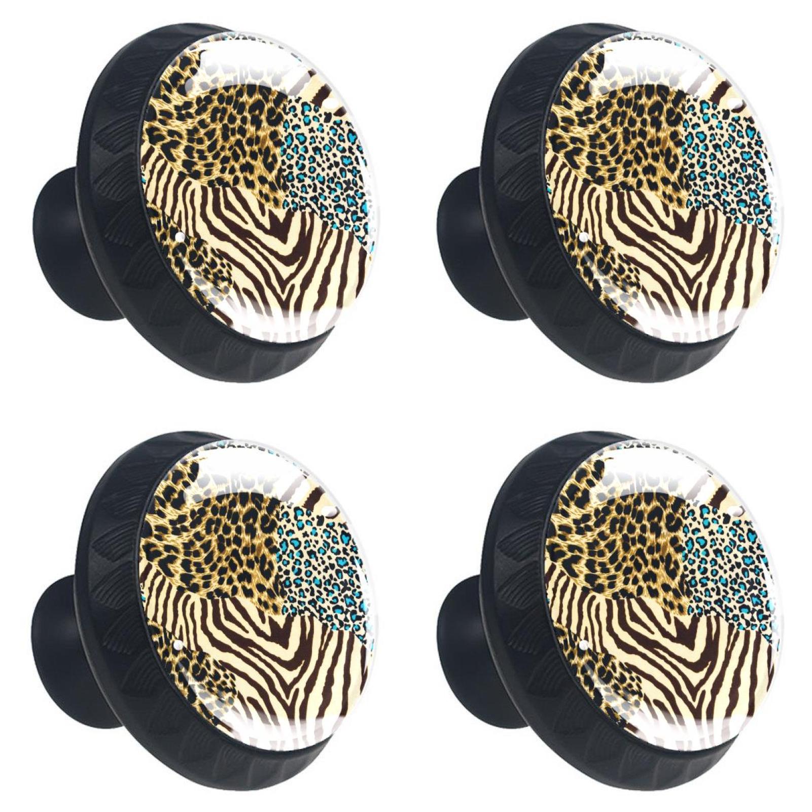 4 Pcs Mixed Animal Skin Print Knobs for Kitchen Cabinet Cupboard ...