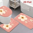 3-Piece Bath Rug Set With Floral Pattern In Blush Pink, Non-Slip ...