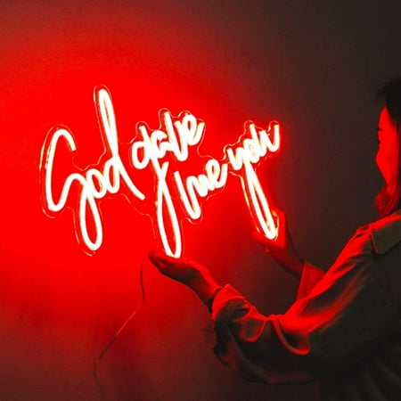 SAYDY Neon Signs for Wall Decor, LED Tube Sign with Dimmable Swtich ...