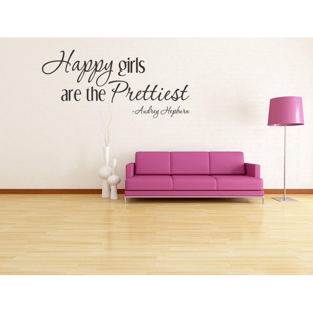 Empresal Happy Girls Are The Prettiest Lettering Quote Vinyl Decal