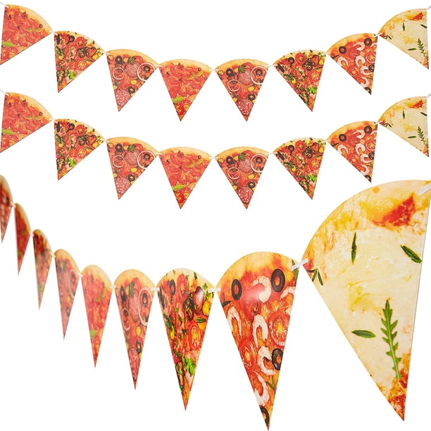 4 Pieces Pizza Photo Banner Pizza Pennant Pizza Party Theme Decoration ...