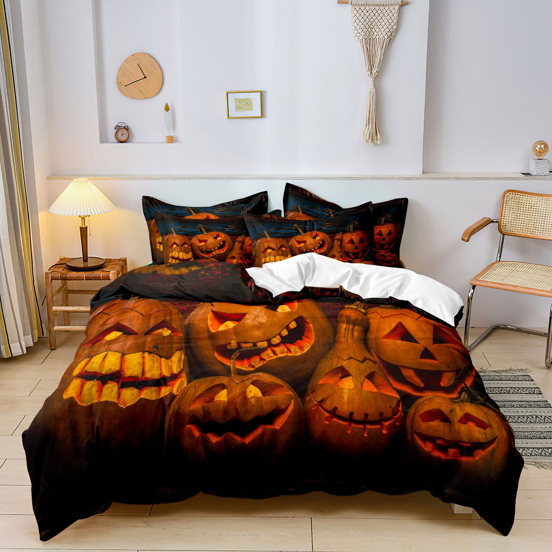 Bed Set Halloween Cover Bedding Sets pumpkin skull Comforter Cover ...