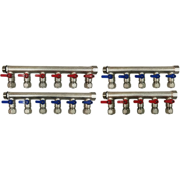DMNI 11 Loops Plumbing Manifolds - 3/4" NPT Thread - Inlet 1/2" Outlet ...
