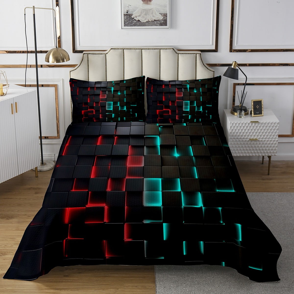 Click here for Erosebridal Futuristic Cubes Quilt Sets For Queen... prices